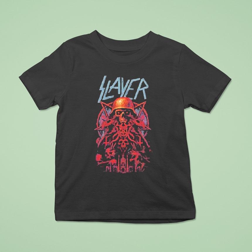Slayer Farewell Tour 2025 A Skull With A Military Helmet Art Dates List ...